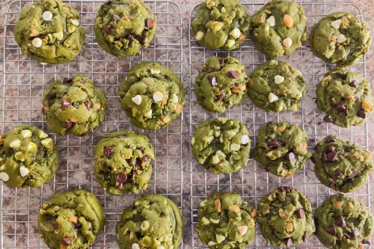 Chewy Brown Butter Matcha Chocolate Chip Cookies with Nuts | Give Me Umami