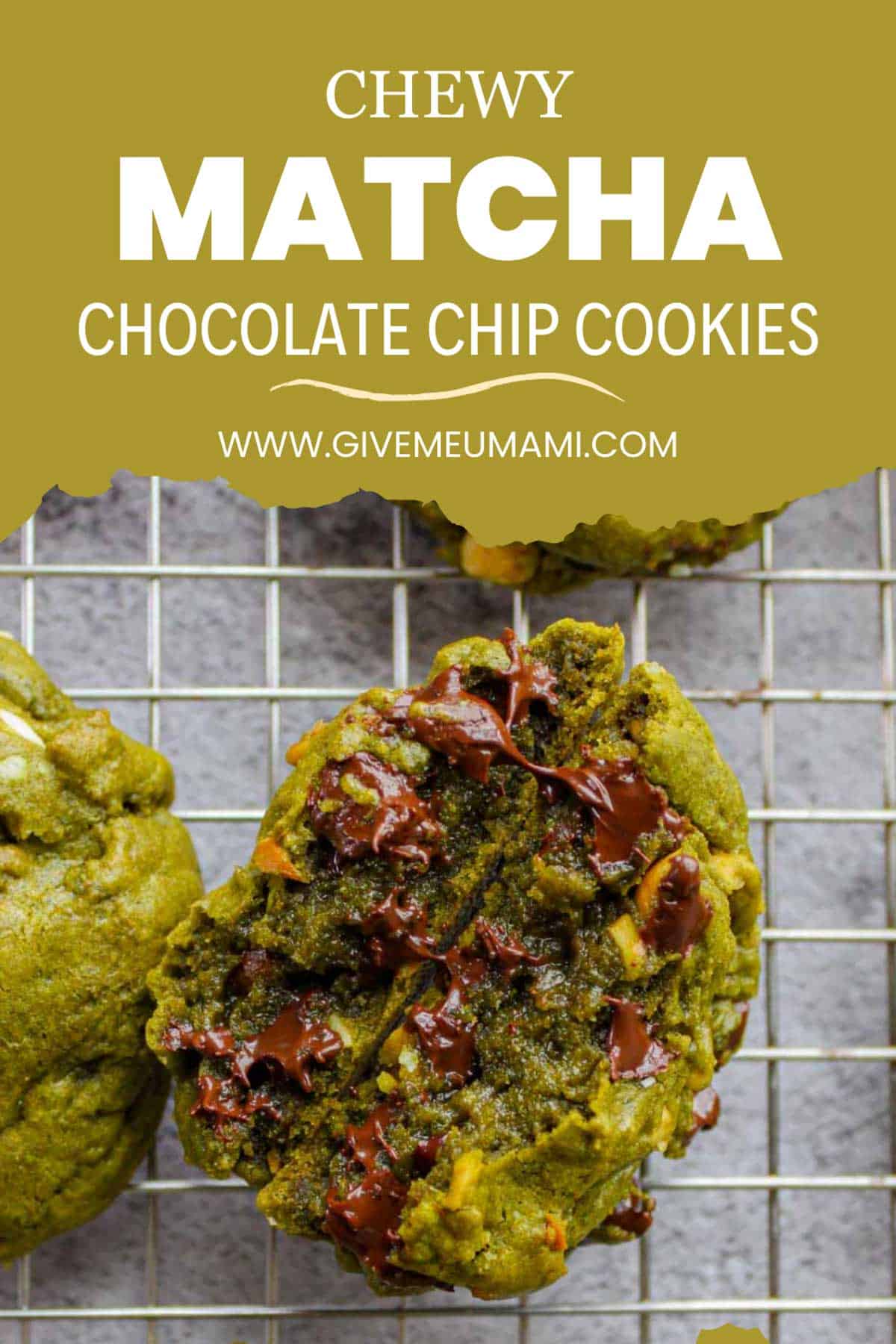 Chewy Brown Butter Matcha Chocolate Chip Cookies with Nuts | Give Me Umami
